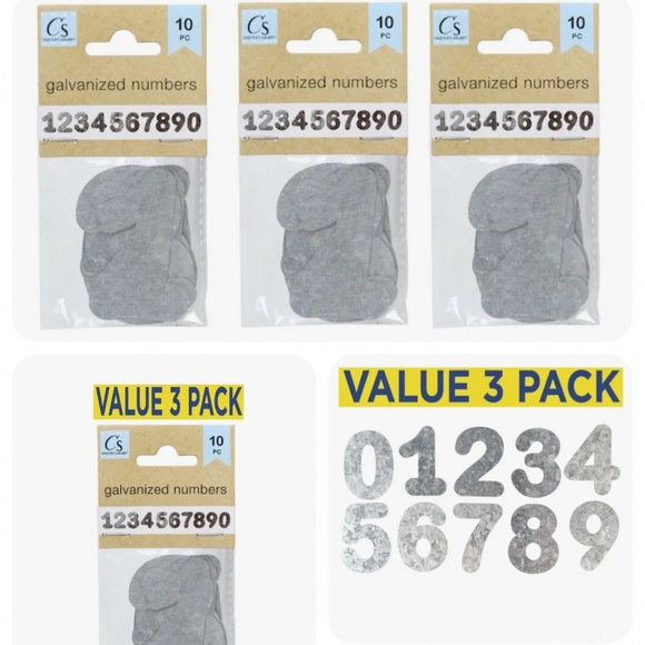 Office | Galvanized Metal Numbers 3 Pc 2 In Tall 3 Packs By Crafters ...